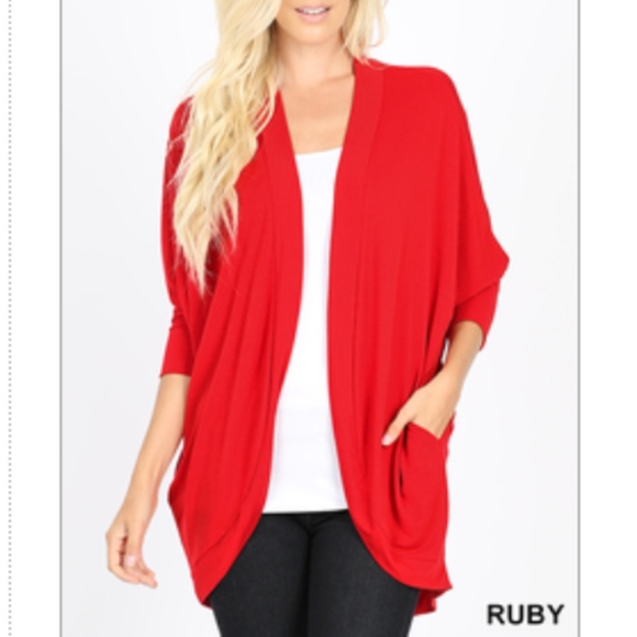 Zenana Outfitters | Sweaters | Cocoon Wrap Ruby Red Cardigan | Poshmark